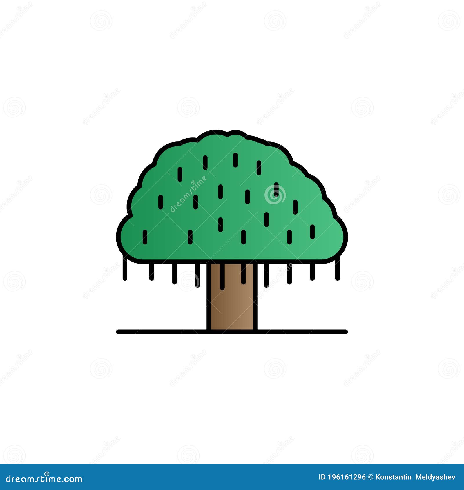 Tree, Oak Banyan Leaf And Root Logo Design Cartoon Vector ...