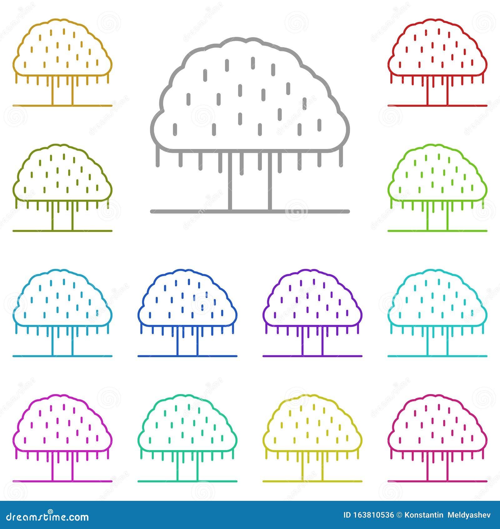 Tree, Banyan Multi Color Icon. Simple Thin Line, Outline of Tree Icons for Ui and Ux, Website or ...