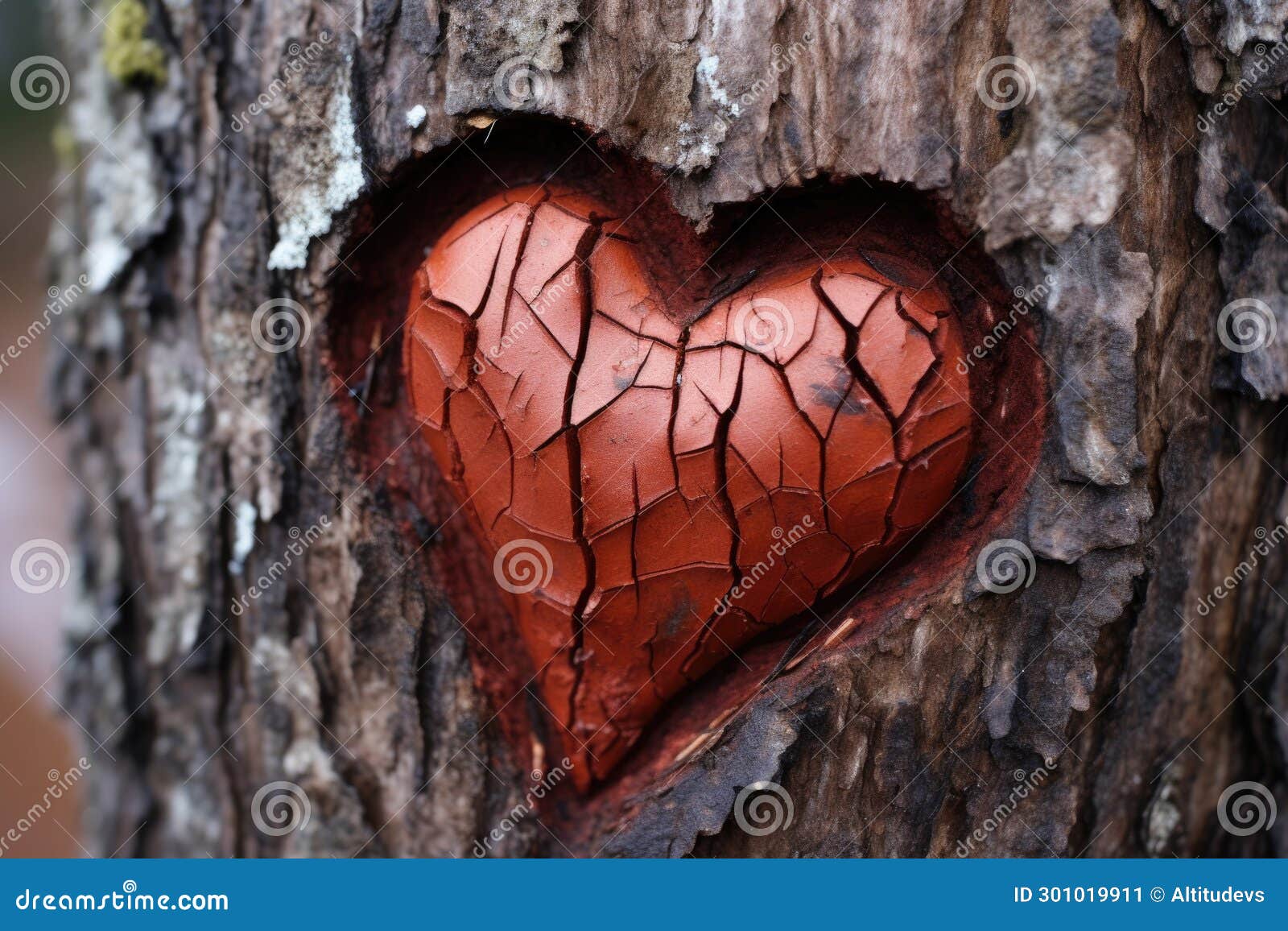 Tree Bark with a Distinct Scar Shaped Like a Heart Stock Illustration ...