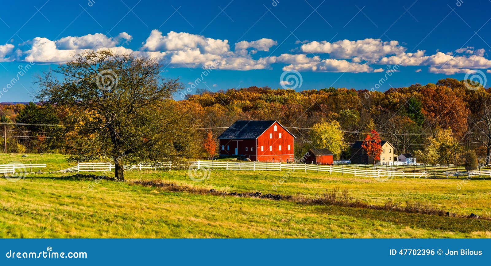 Tree and Barn on the Battlefield at Gettysburg, Pennsylvania. Stock ...