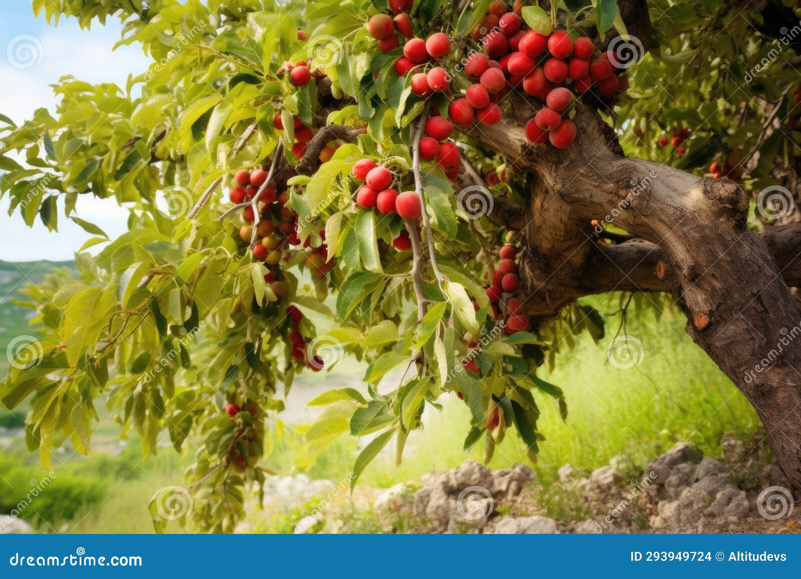A tree bearing heavy fruit stock photo. Image of abundance - 293949724