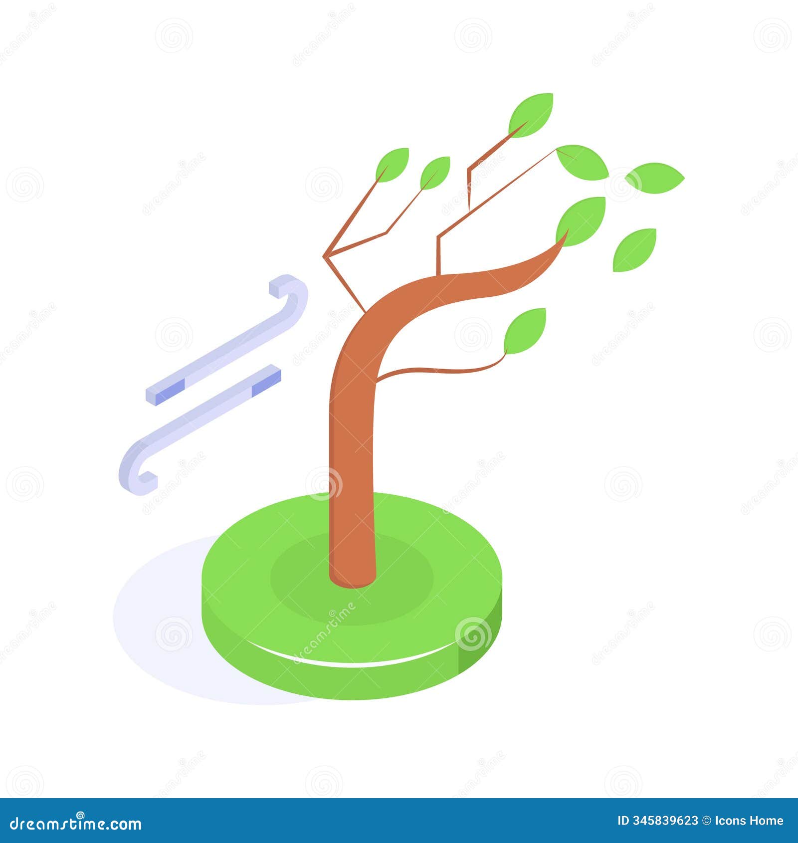 A Tree Bending in the Wind, Representing Stormy or Windy Weather Vector ...