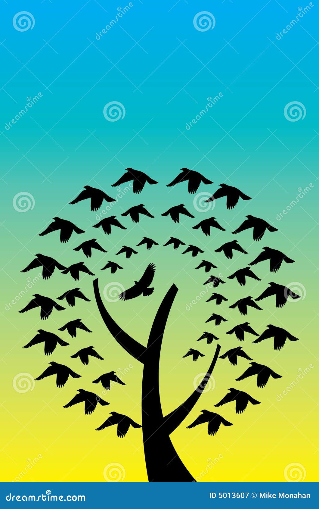 Tree and Birds stock vector. Illustration of graphic, nature - 5013607