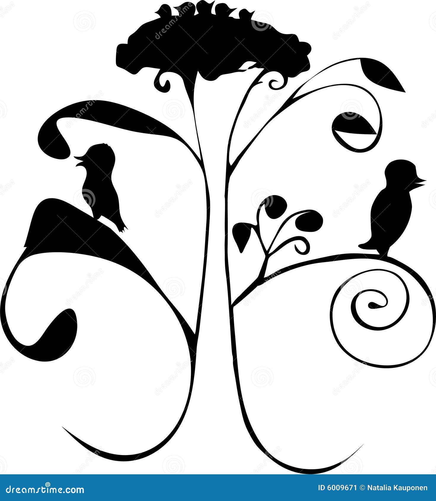 Tree with birds stock illustration. Illustration of family - 6009671