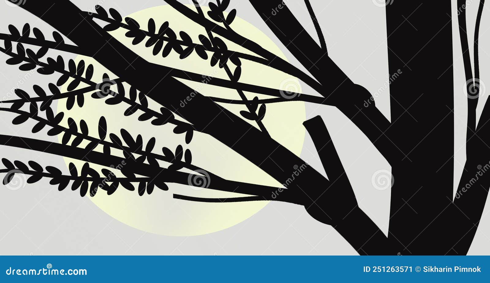 Tree black and moon stock illustration. Illustration of circle - 251263571