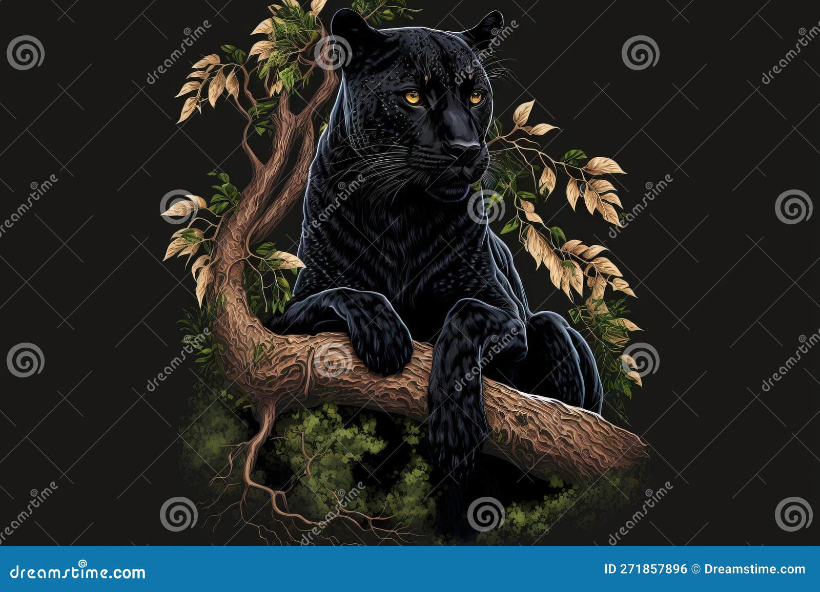 Seated Panther, With Colors And Pop Art Background Orange Royalty-Free ...