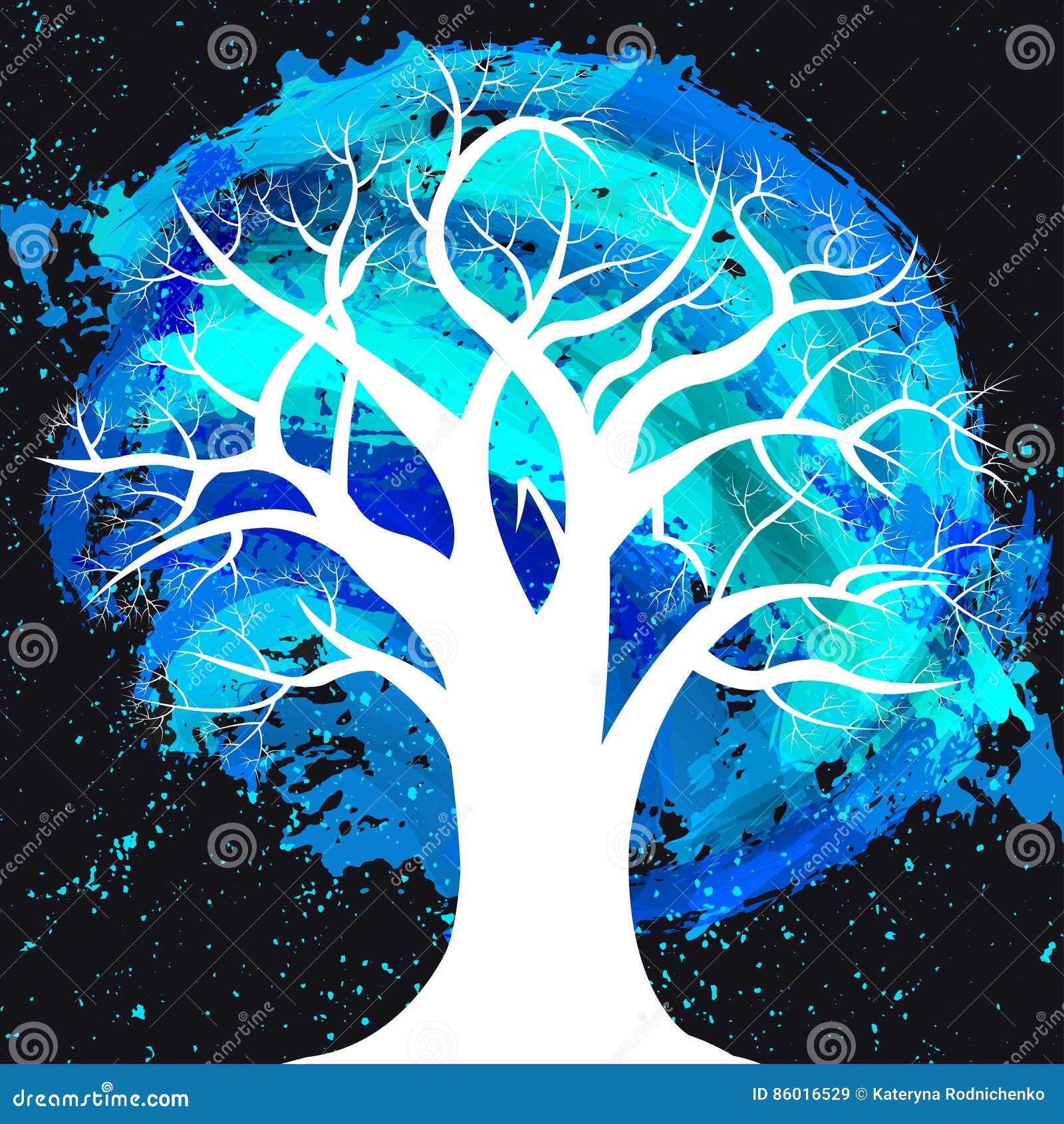 Tree, Blue Abstract Background Stock Vector - Illustration of black ...