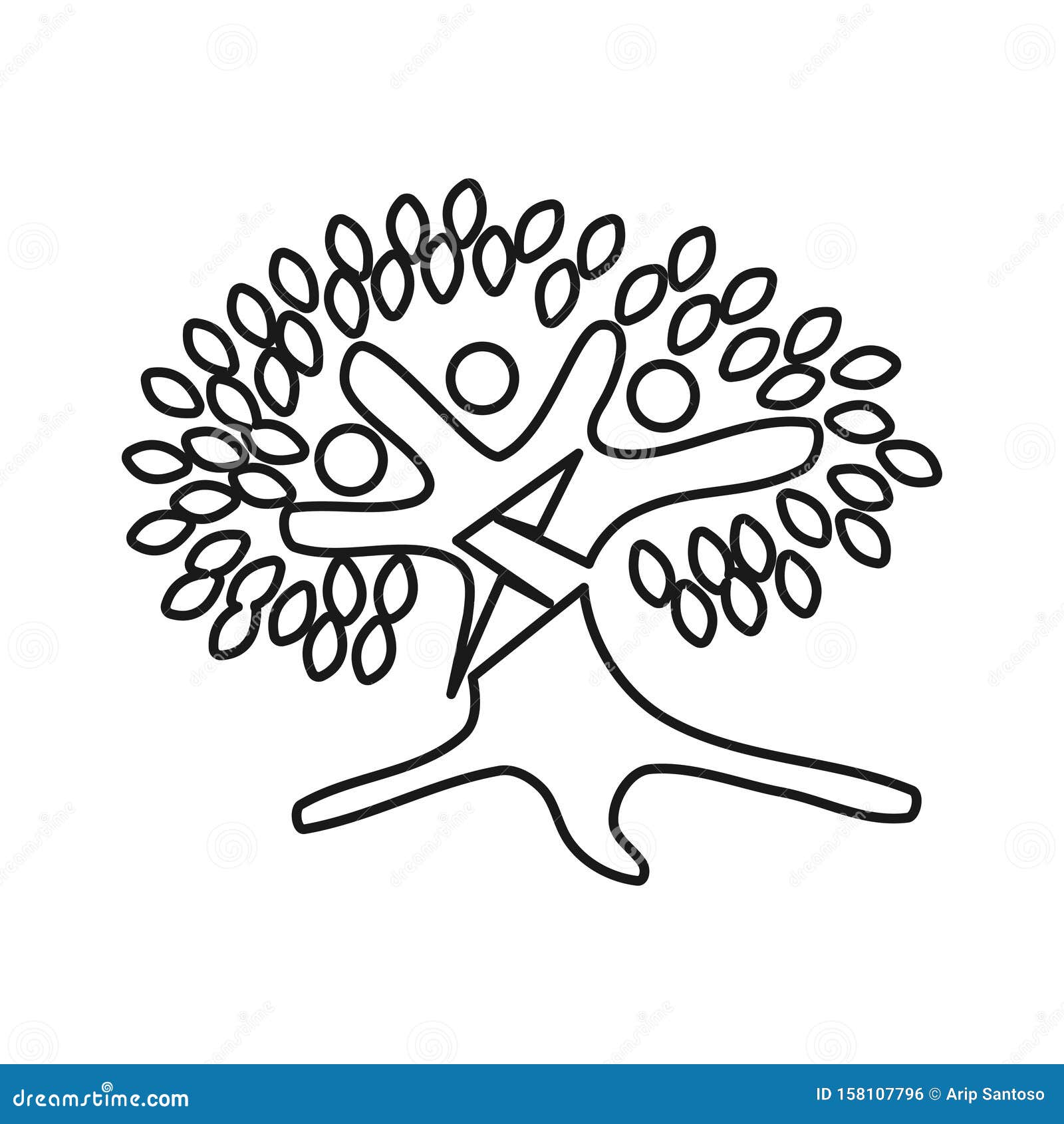 Tree Bolt Commitment Teamwork Together Outline Logo Stock Vector ...