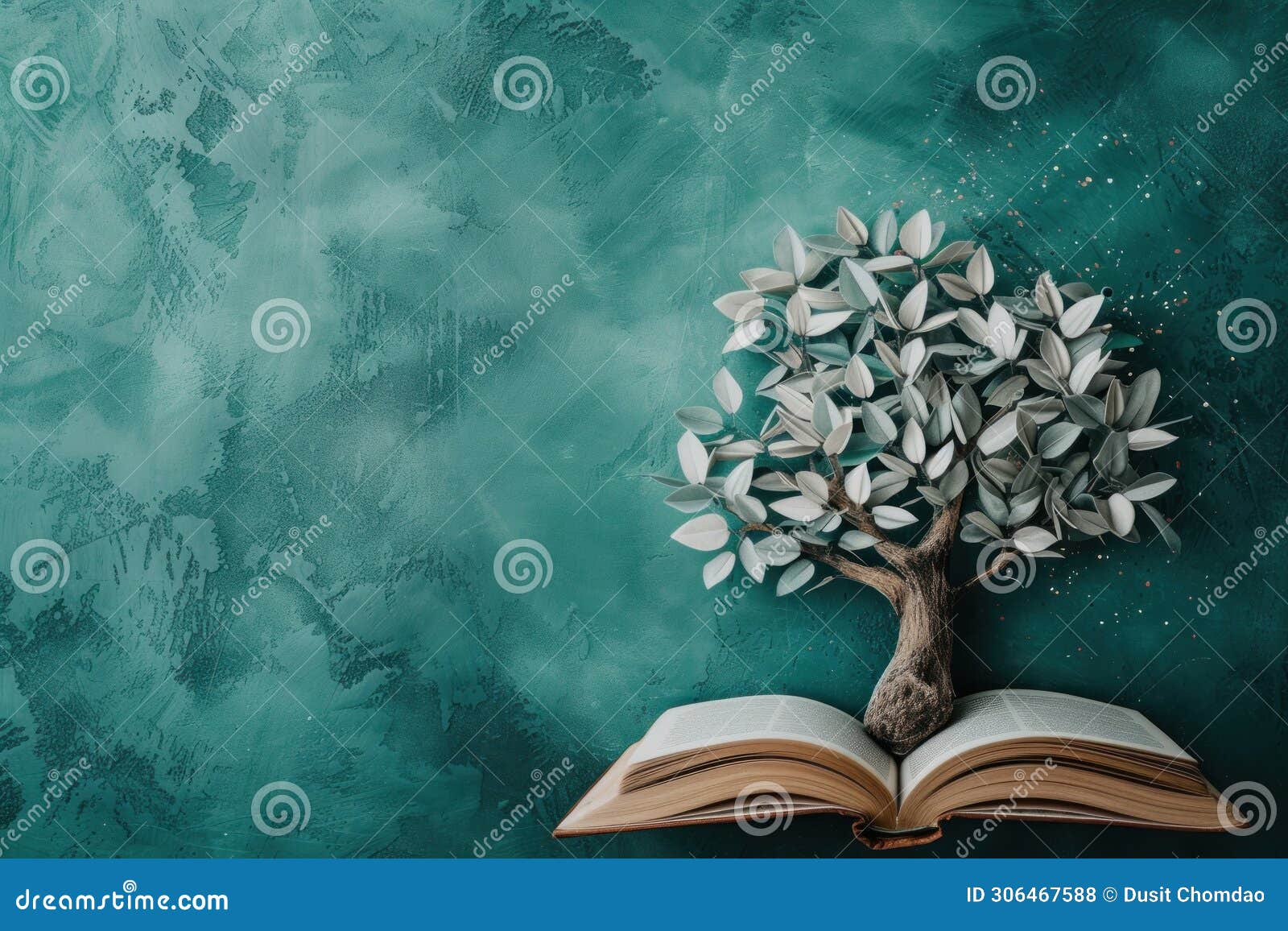 Tree with Book Leaves Symbolizing Growth through Reading. Generative AI ...
