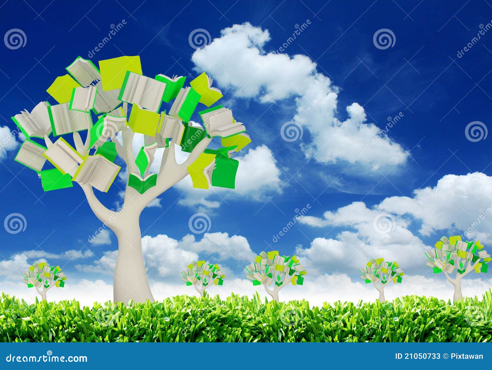 Tree And Books Cartoon Vector | CartoonDealer.com #76865017
