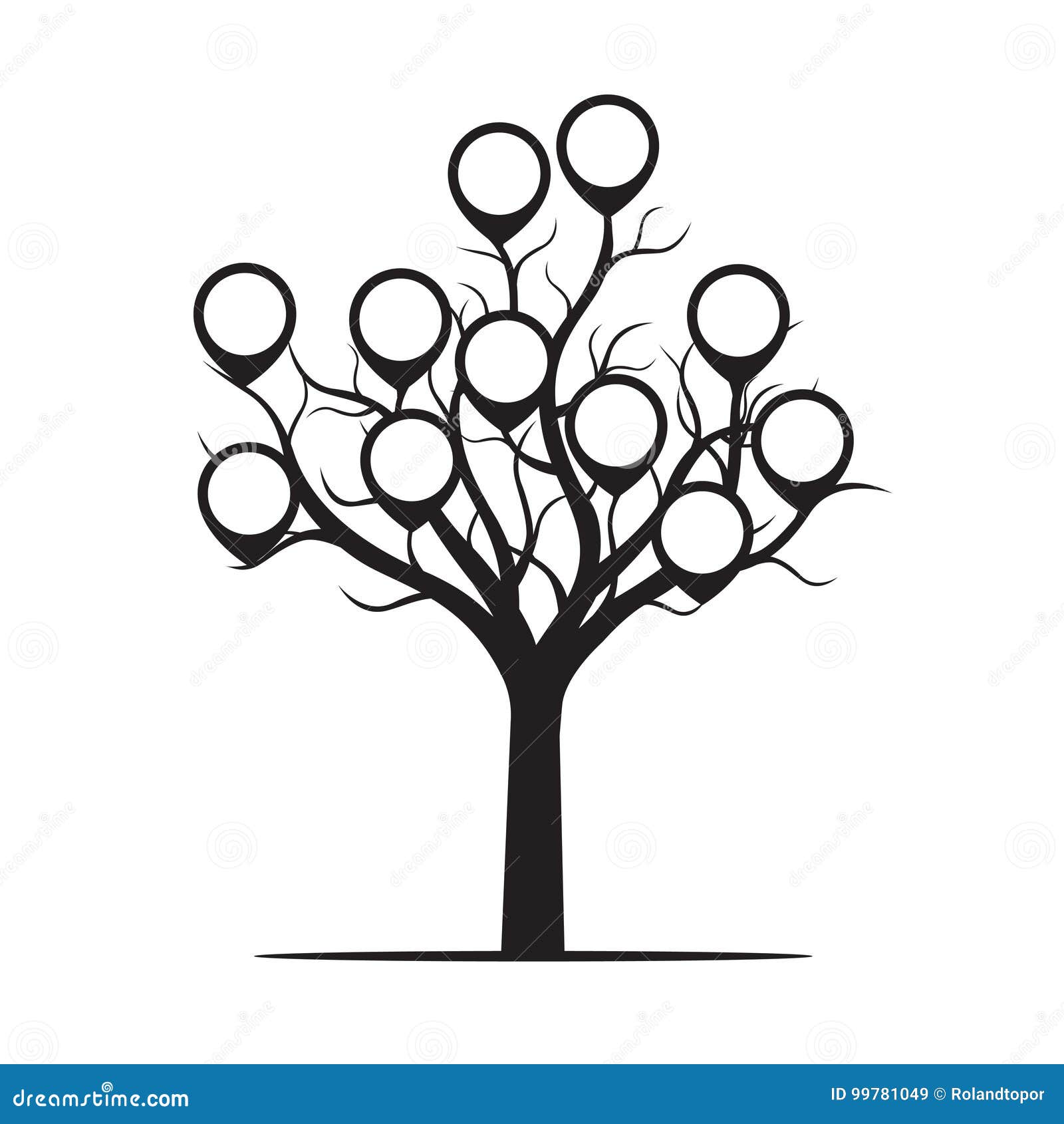 Black Tree with Borders Vector Illustration. Stock Vector ...