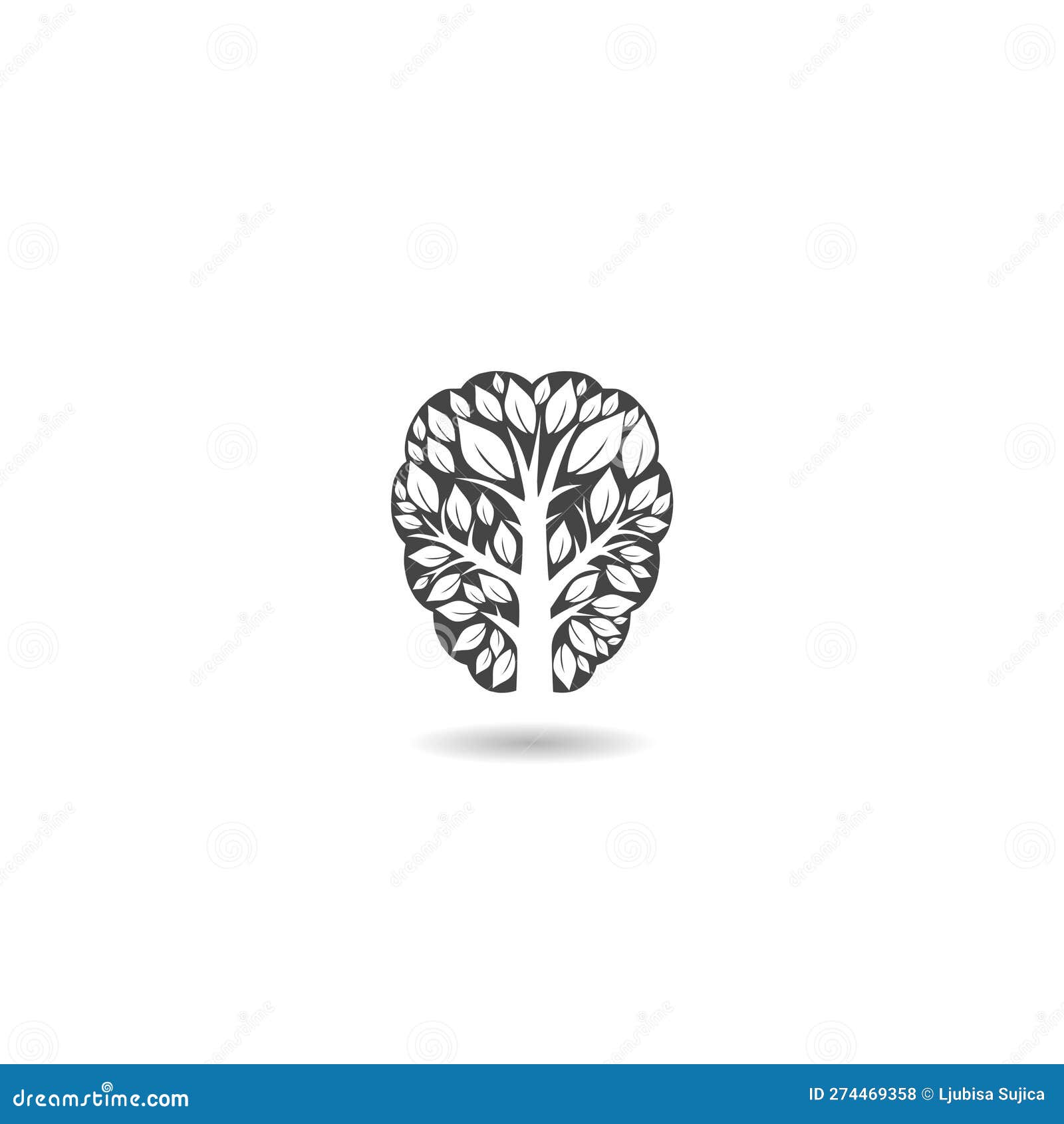 Tree Brain Concept Icon with Shadow Stock Illustration - Illustration ...