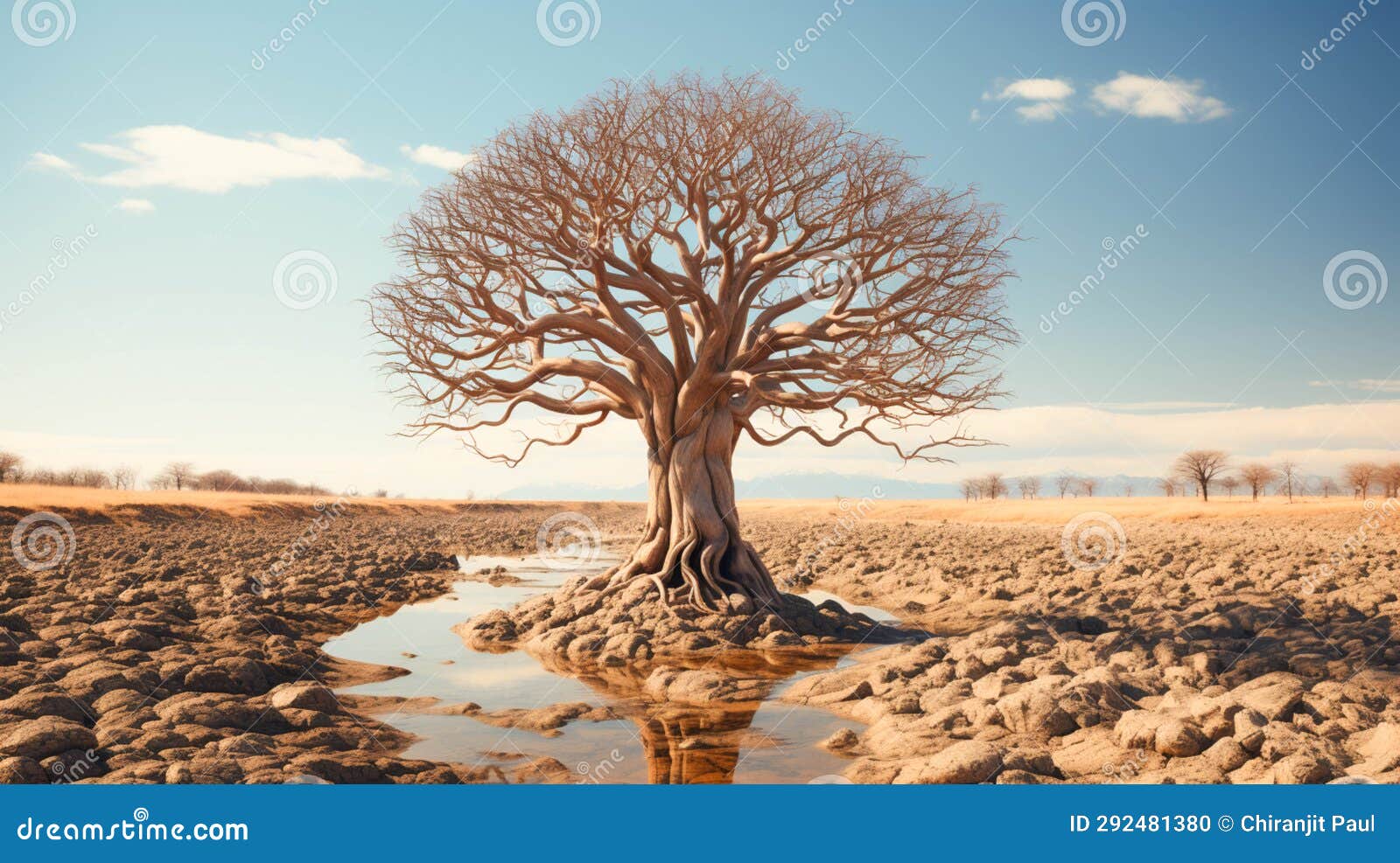 A Tree with a Brain on it that is on a Desert Stock Photo - Image of ...