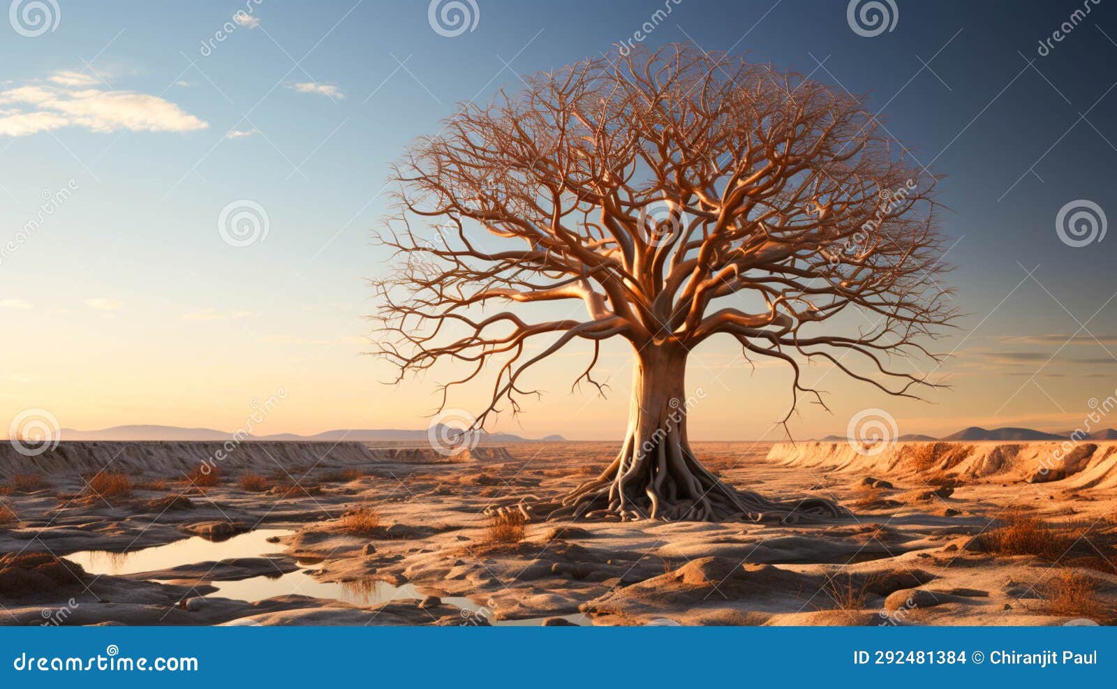 A Tree with a Brain on it that is on a Desert Stock Photo - Image of ...