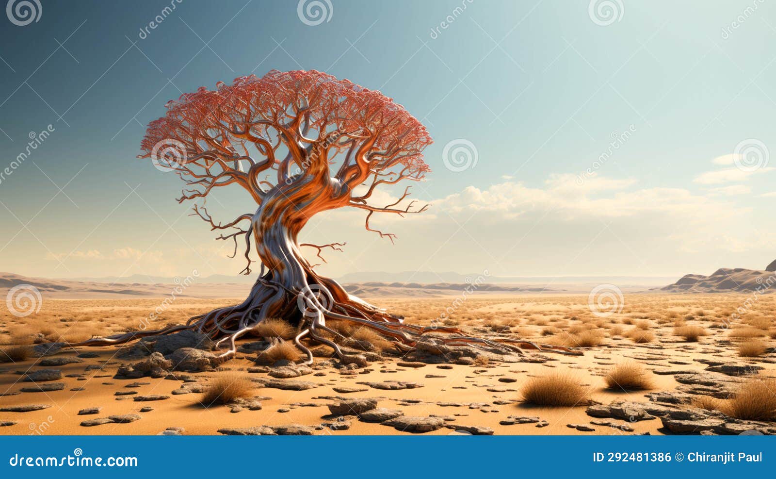 A Tree with a Brain on it that is on a Desert Stock Photo - Image of ...