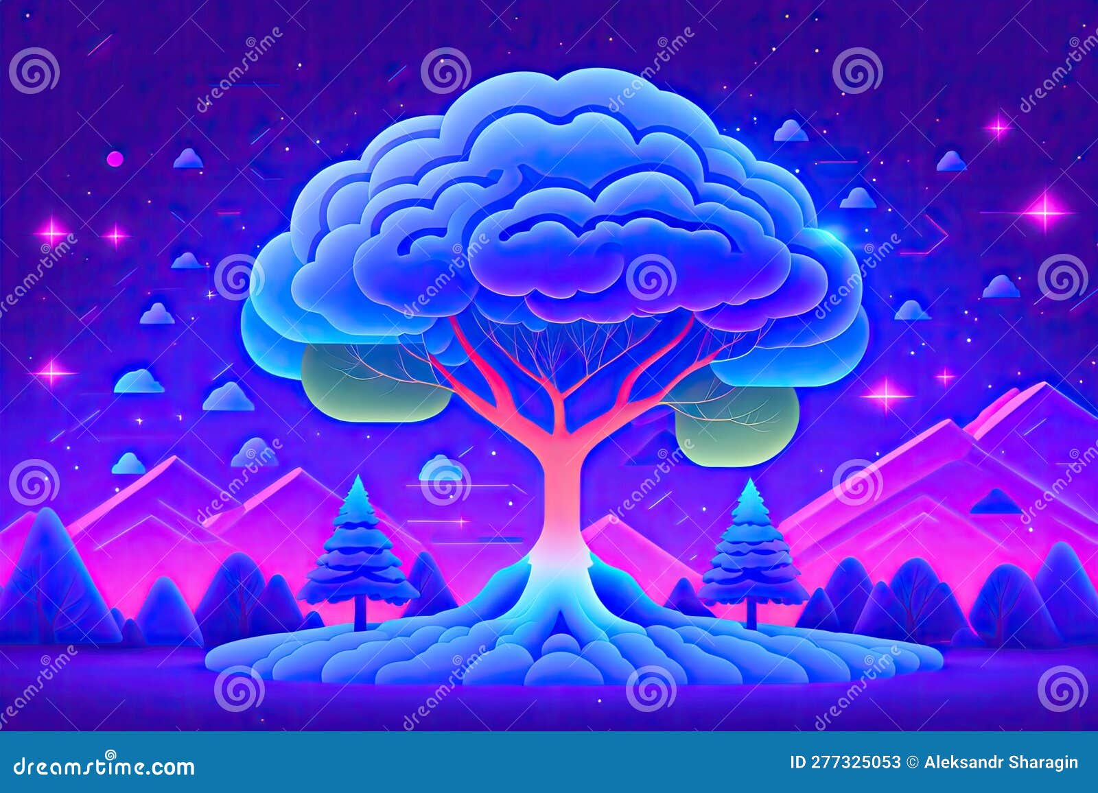 A Tree with a Brain on it, Mind Grow Concept, Generative Ai Stock ...
