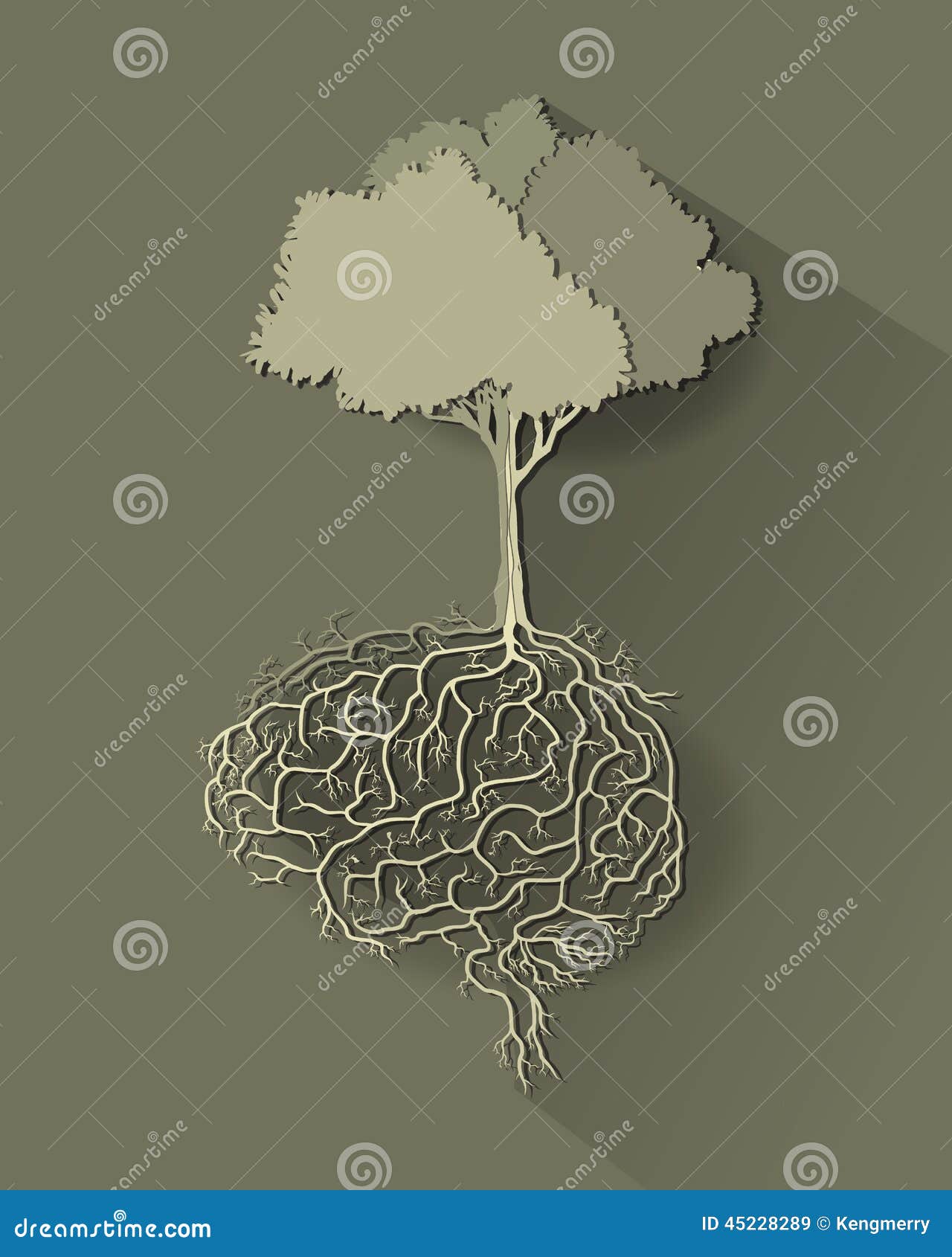 Tree with Brain Root, Vector Stock Vector - Illustration of agriculture ...