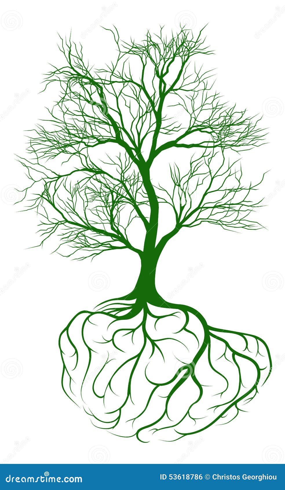 Tree With Brain Roots Stock Vector - Image: 53618786