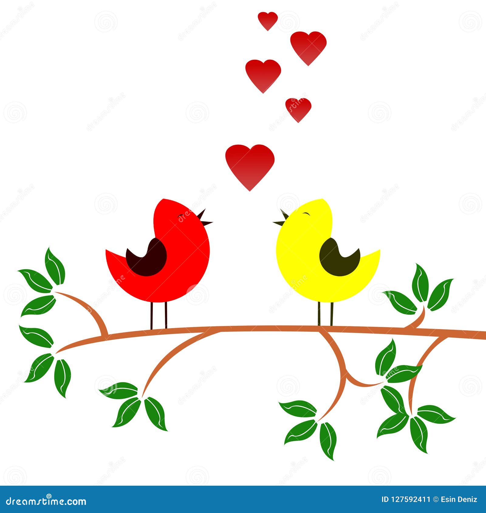 Tree on the Branch Birds in Love, Concept Stock Illustration ... Tree on the Branch Birds in Love, Concept Stock Illustration ...