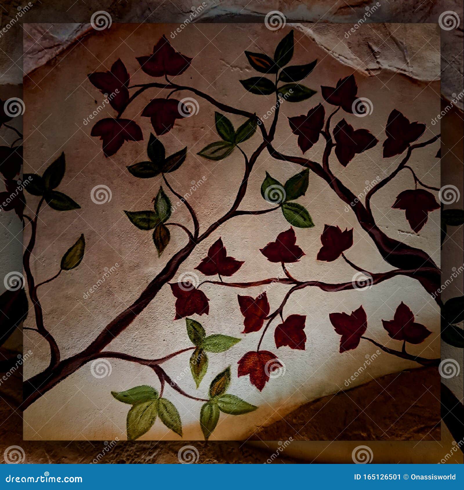 Tree Branch Leaves Abstract Art Painting Stock Image - Image of branch ...