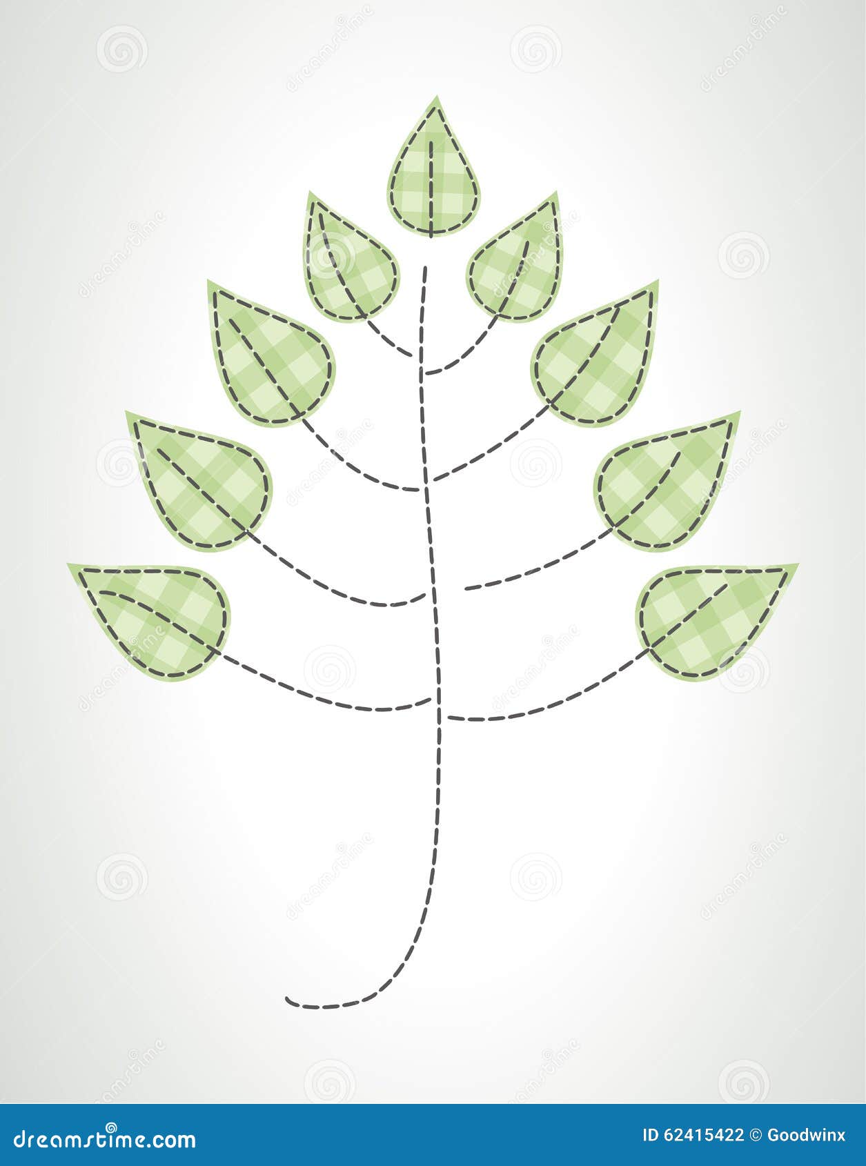 Tree Branch with Leaves Dotted Thread Stitch Stock Illustration ...