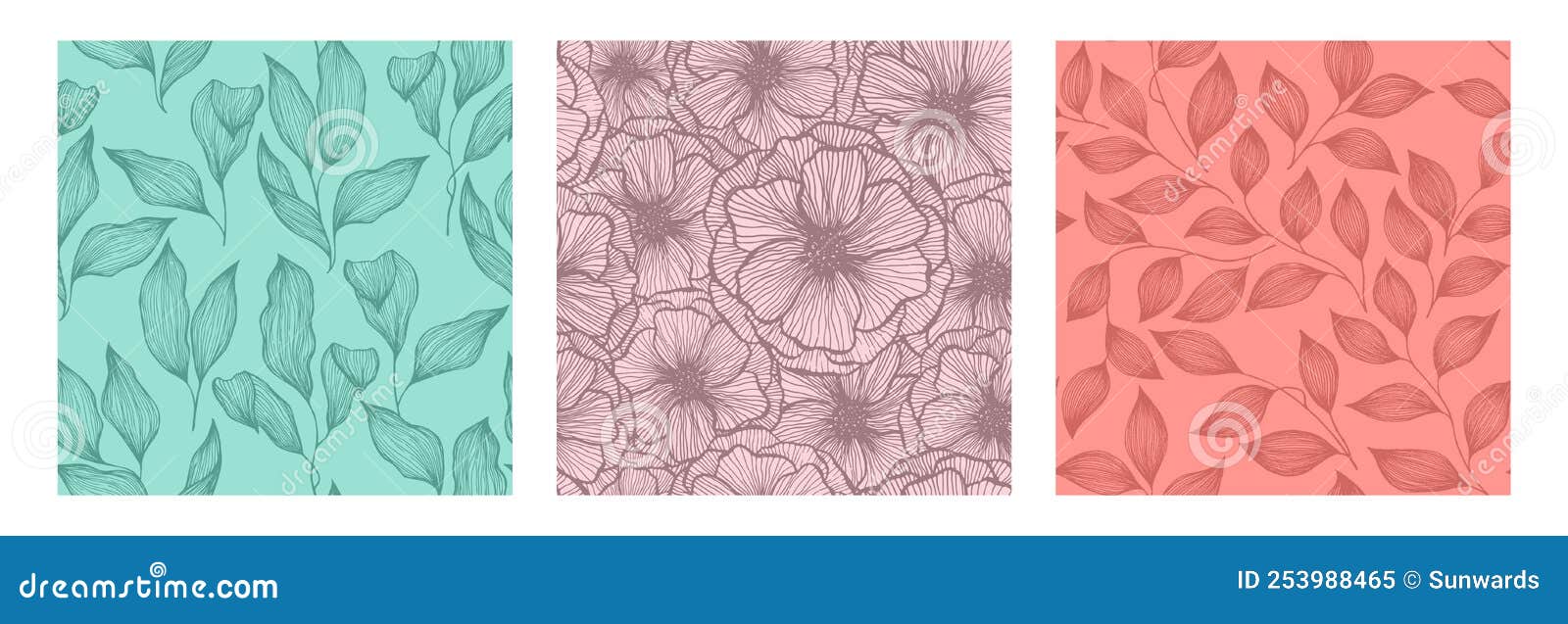 Tree Branch Leaves and Flowers Sketch Doodle Hand Drawn Vector Seamless ... Tree Branch Leaves and Flowers Sketch Doodle Hand Drawn Vector Seamless ...