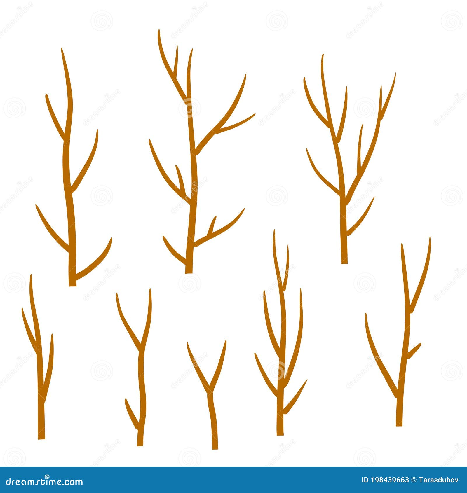 Tree Branch. Set of Different Brown Sticks Stock Vector - Illustration ...