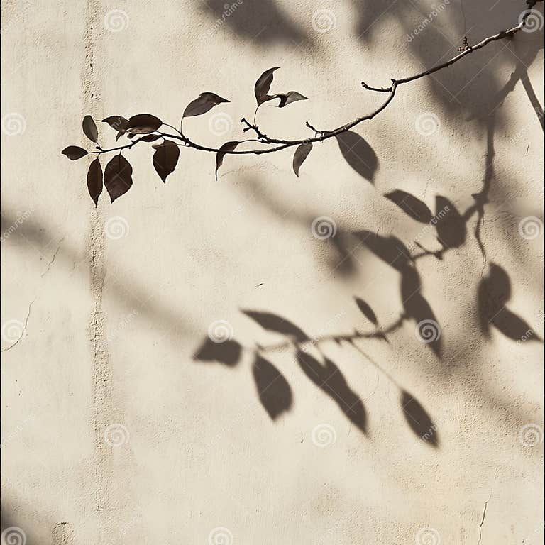 Tree Branch with Shadow on the Wall. Abstract Background. Vector ...