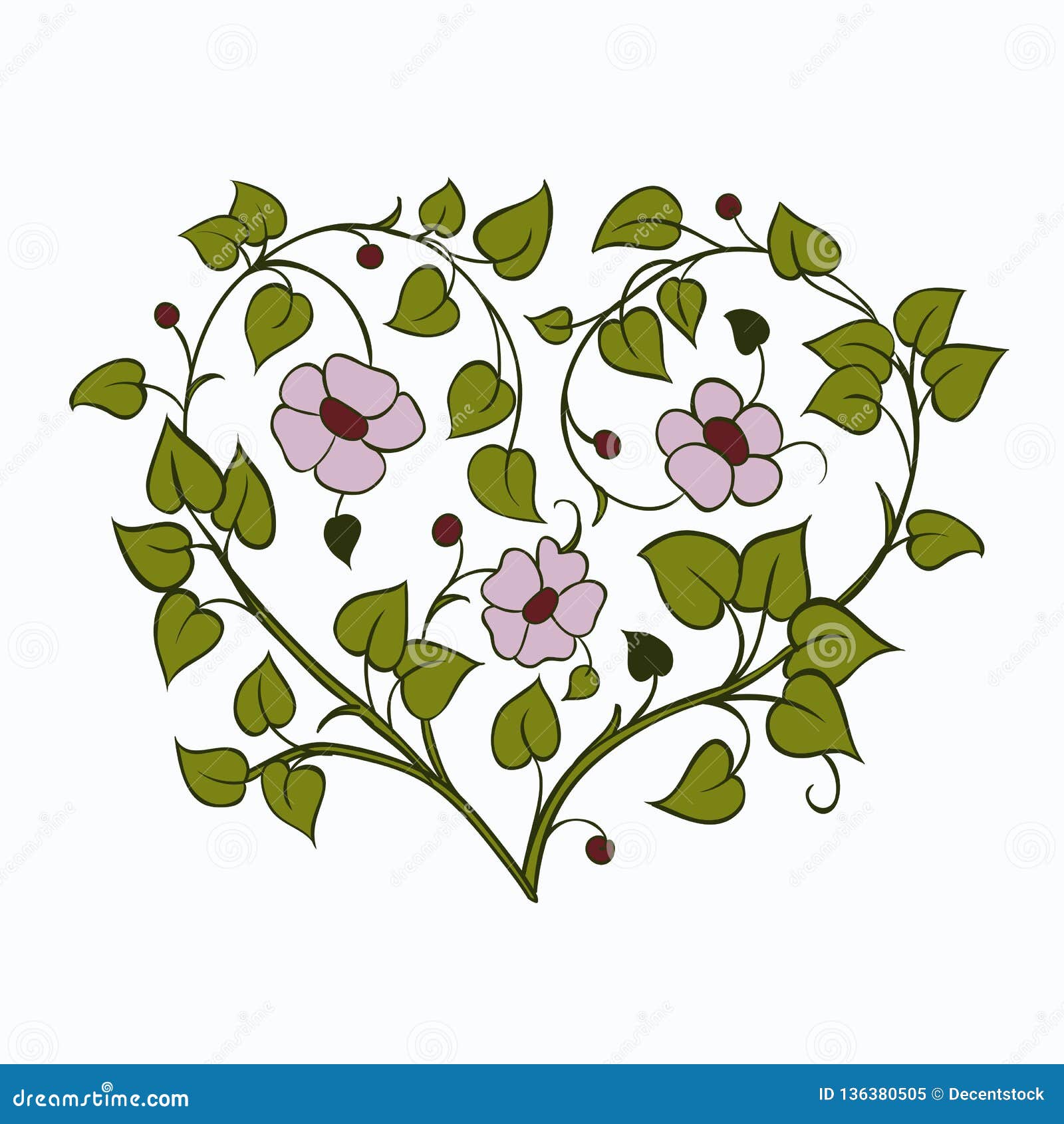 Tree Branch in the Shape of a Heart. Stock Vector - Illustration of ...