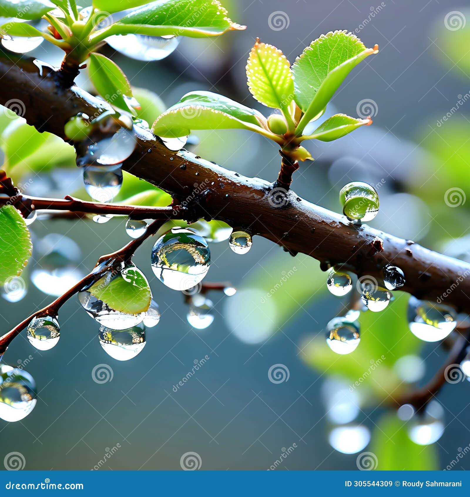 Tree Branch with Water Bubbles on it Stock Illustration - Illustration ...