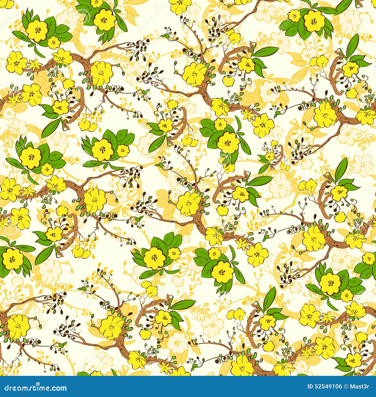 Tree Branch with Yellow Flowers Abstract Nature Stock Vector ...