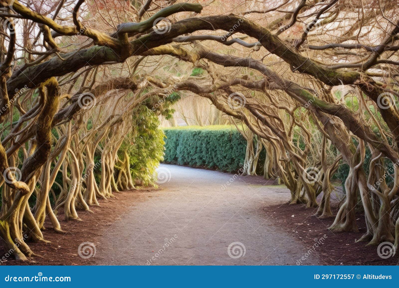 Tree Branches Arching Over a Garden Path Stock Image - Image of ...