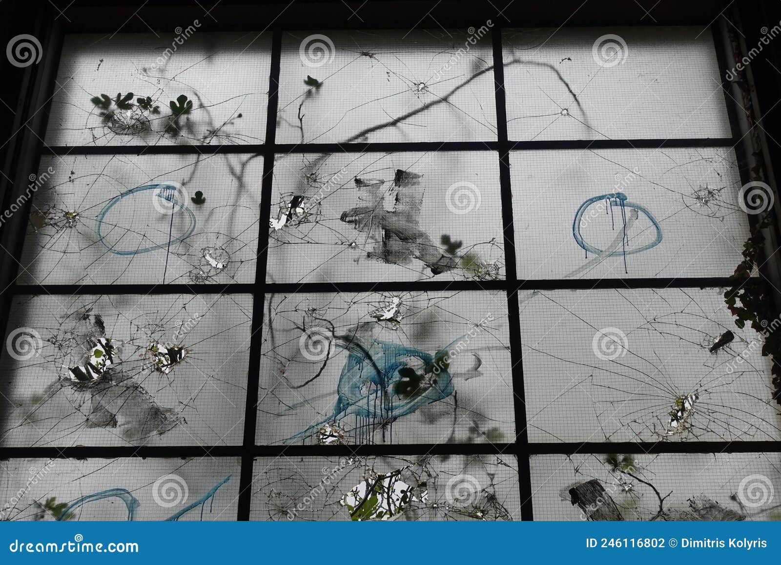 Smashed Window Frame Exterior In Abandoned WWII Building Stock Image ...