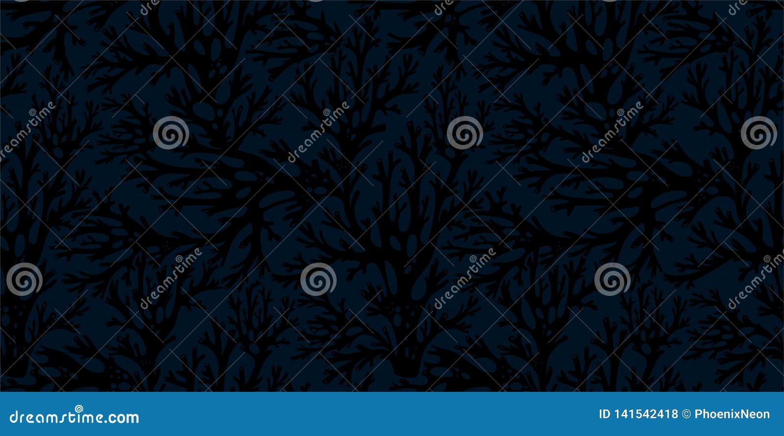 Tree Branches or Coral Algae Doodle Linear Seamless Pattern. Stock ...