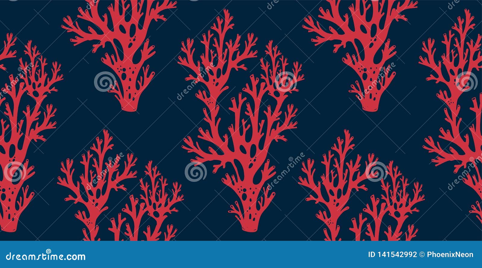 Tree Branches or Coral Algae Doodle Linear Seamless Pattern. Stock ...
