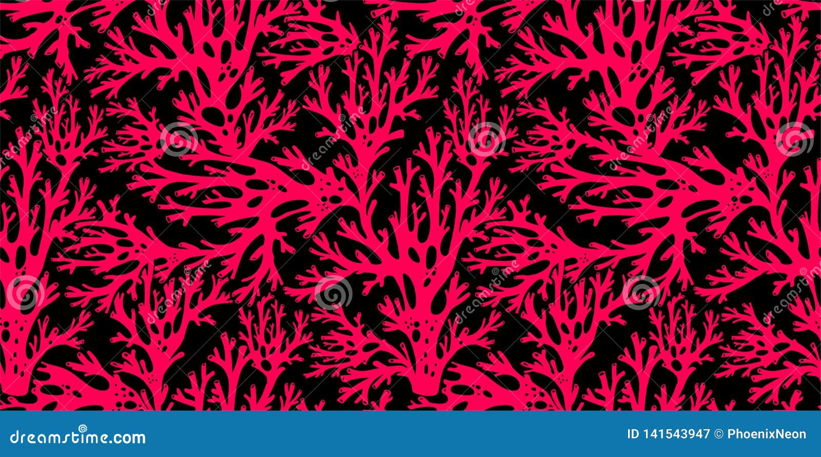 Tree Branches or Coral Algae Doodle Linear Seamless Pattern. Stock ...
