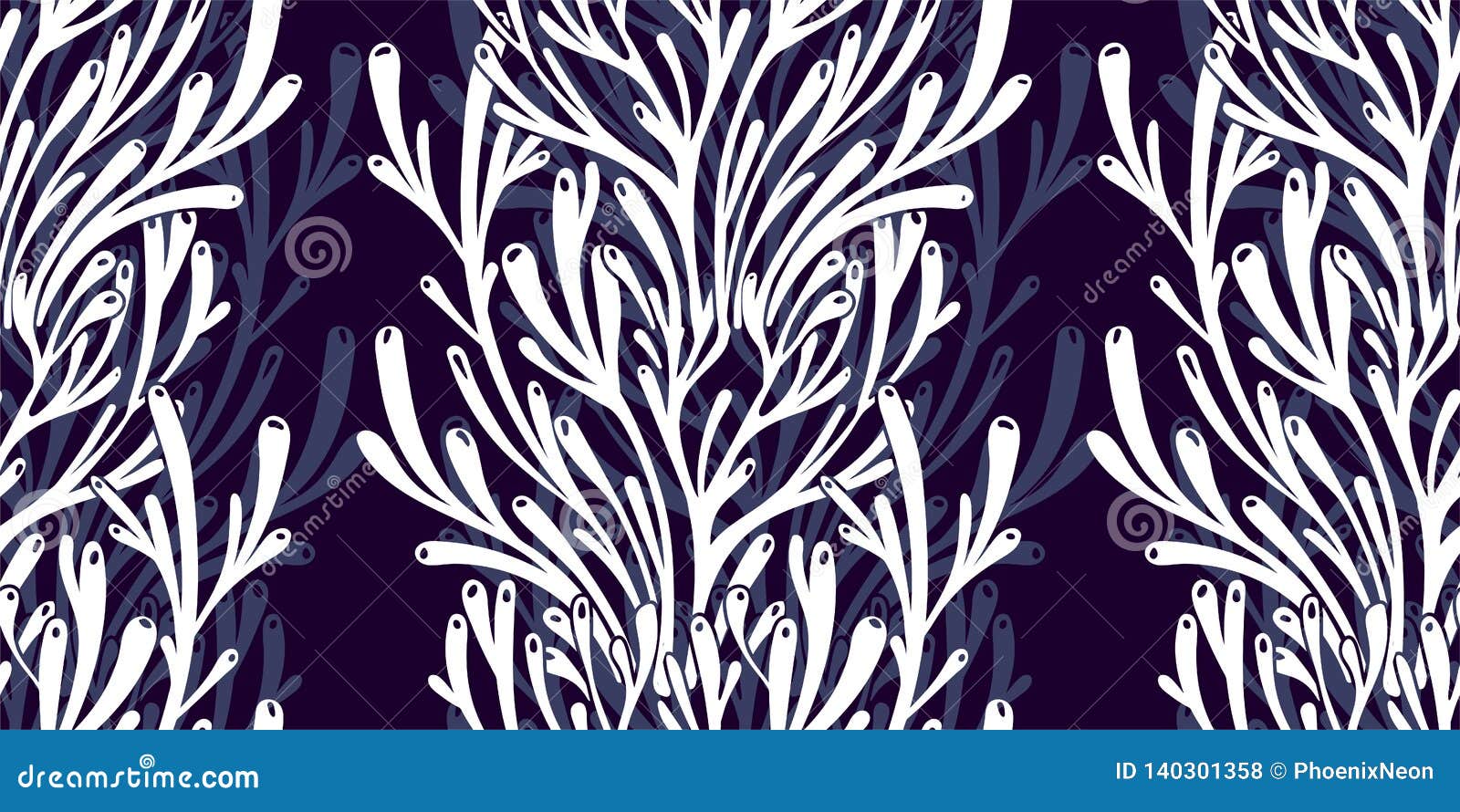 Tree Branches or Coral Algae Doodle Linear Seamless Pattern. Stock ...