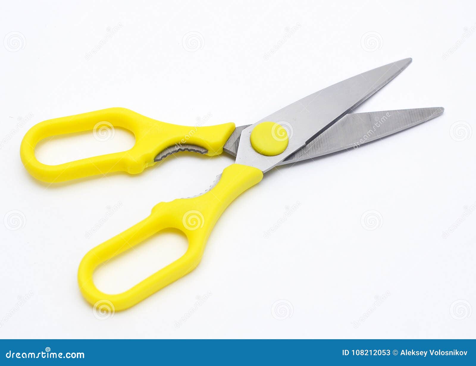 A Large Pair of Scissors with Yellow Handles Stock Image - Image of ...