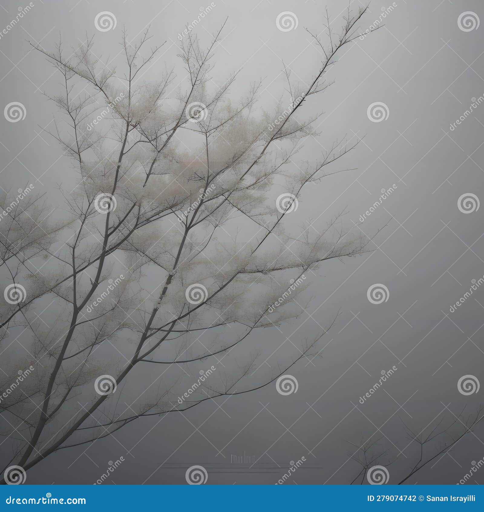 Tree Branches in the Fog, Closeup. Generative Ai Stock Photo - Image of ...