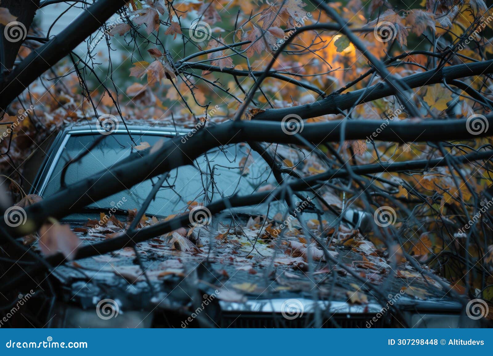 Tree Branches and Leaves Enveloping a Cars Exterior Stock Photo - Image ...
