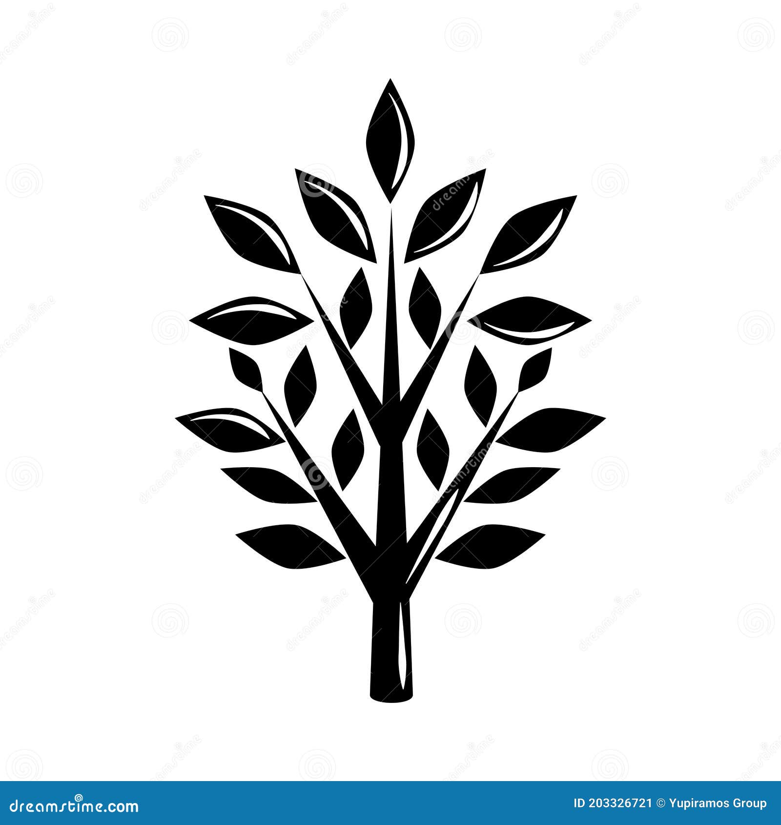 Tree Branches and Leaves Natural Silhouette Icon Stock Vector ...