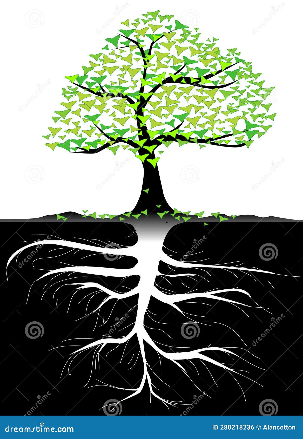 Tree Branches and Roots stock vector. Illustration of petals - 280218236