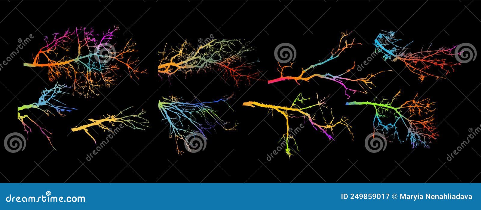 Tree Colorful Branches Set. Vector Illustration Stock Illustration ...