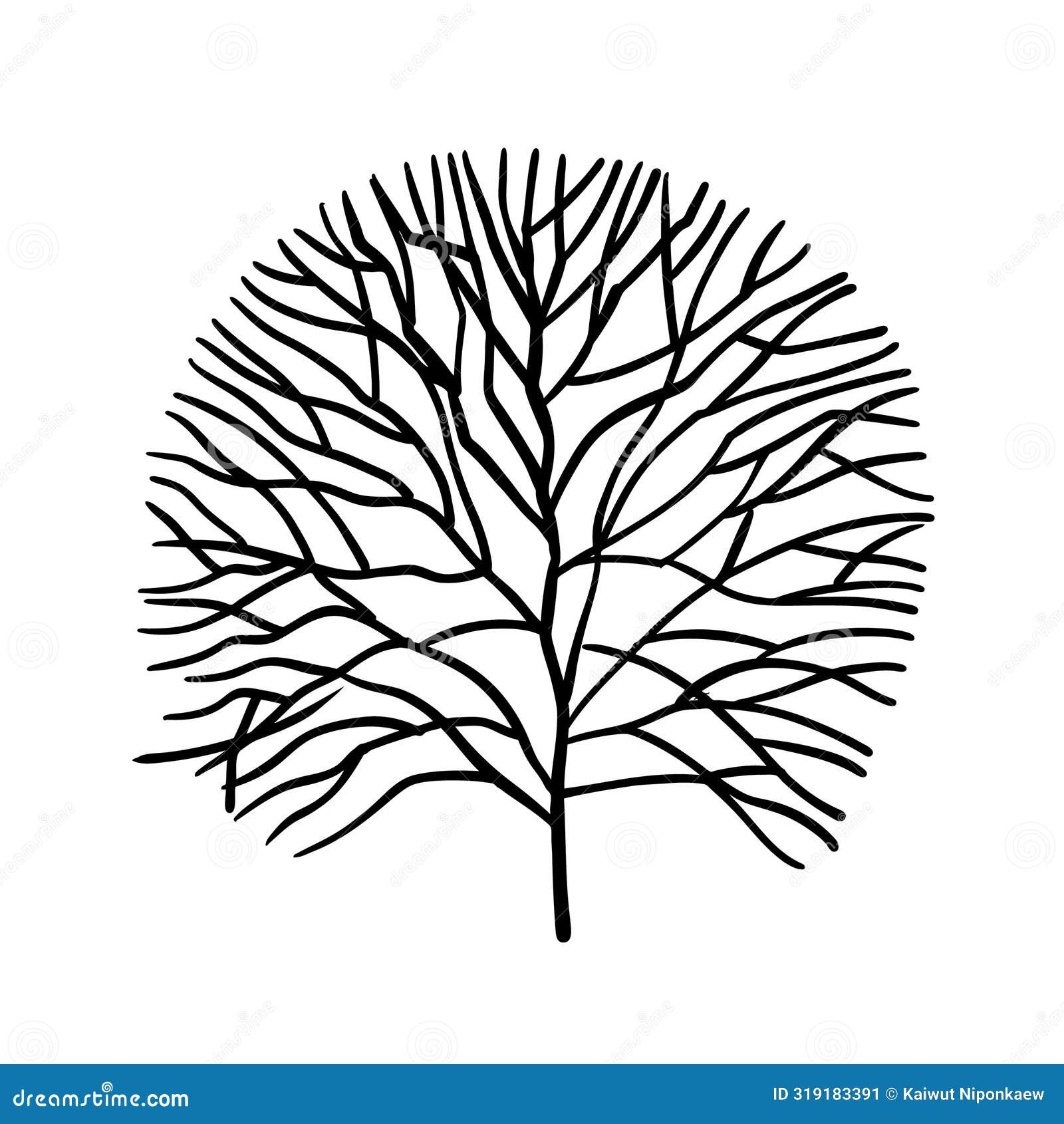 Tree with Branches Shaped Like Circle, Black Silhouette Stock Vector ...