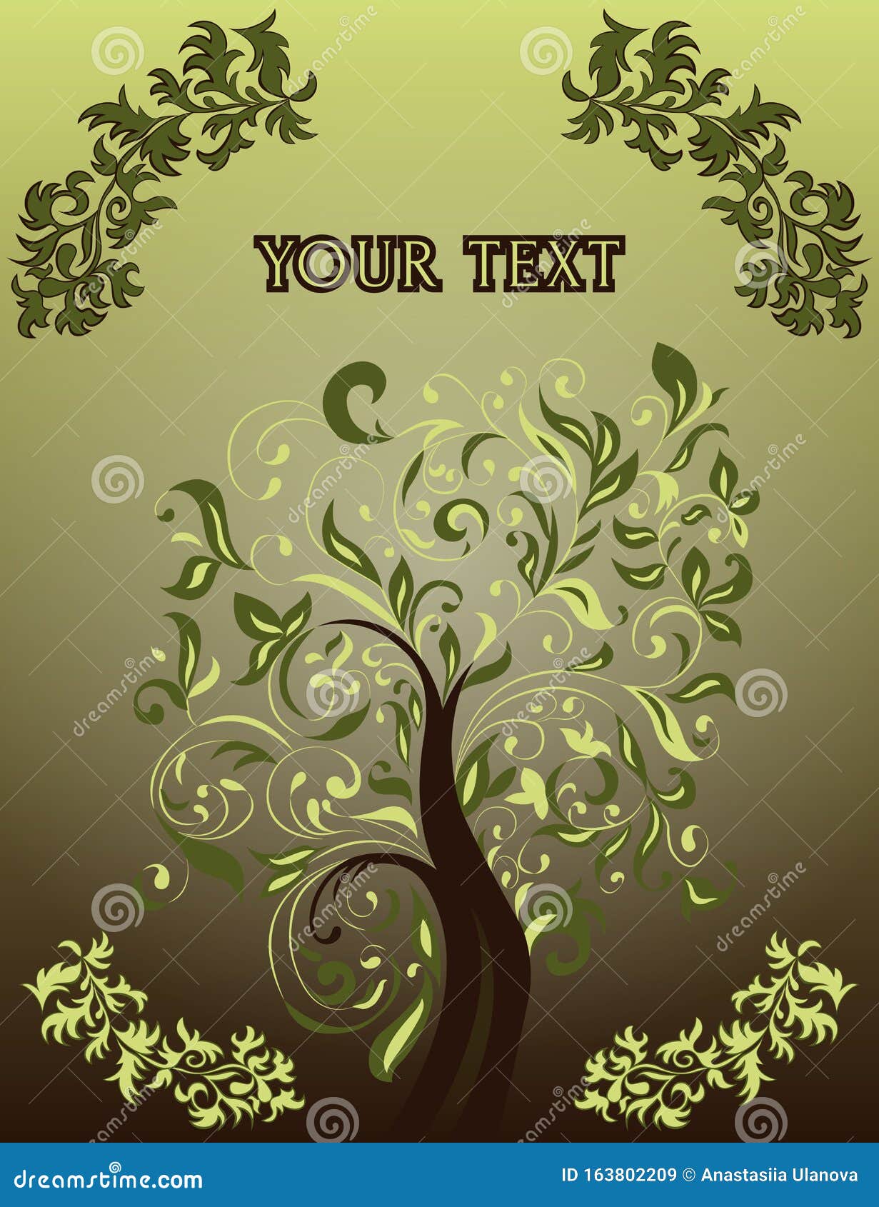 Tree with Branches and Text Stock Vector - Illustration of branch ...