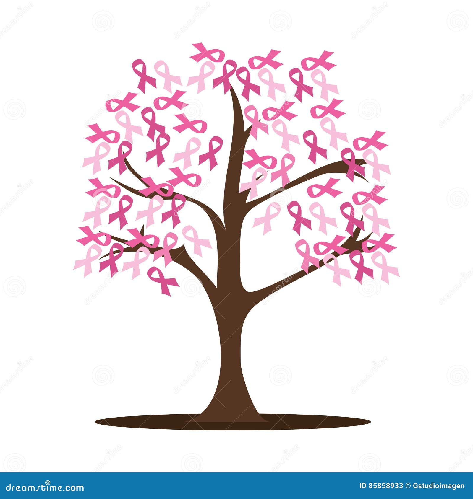 Tree with Breast Cancer Ribbon Pink Stock Vector - Illustration of ...