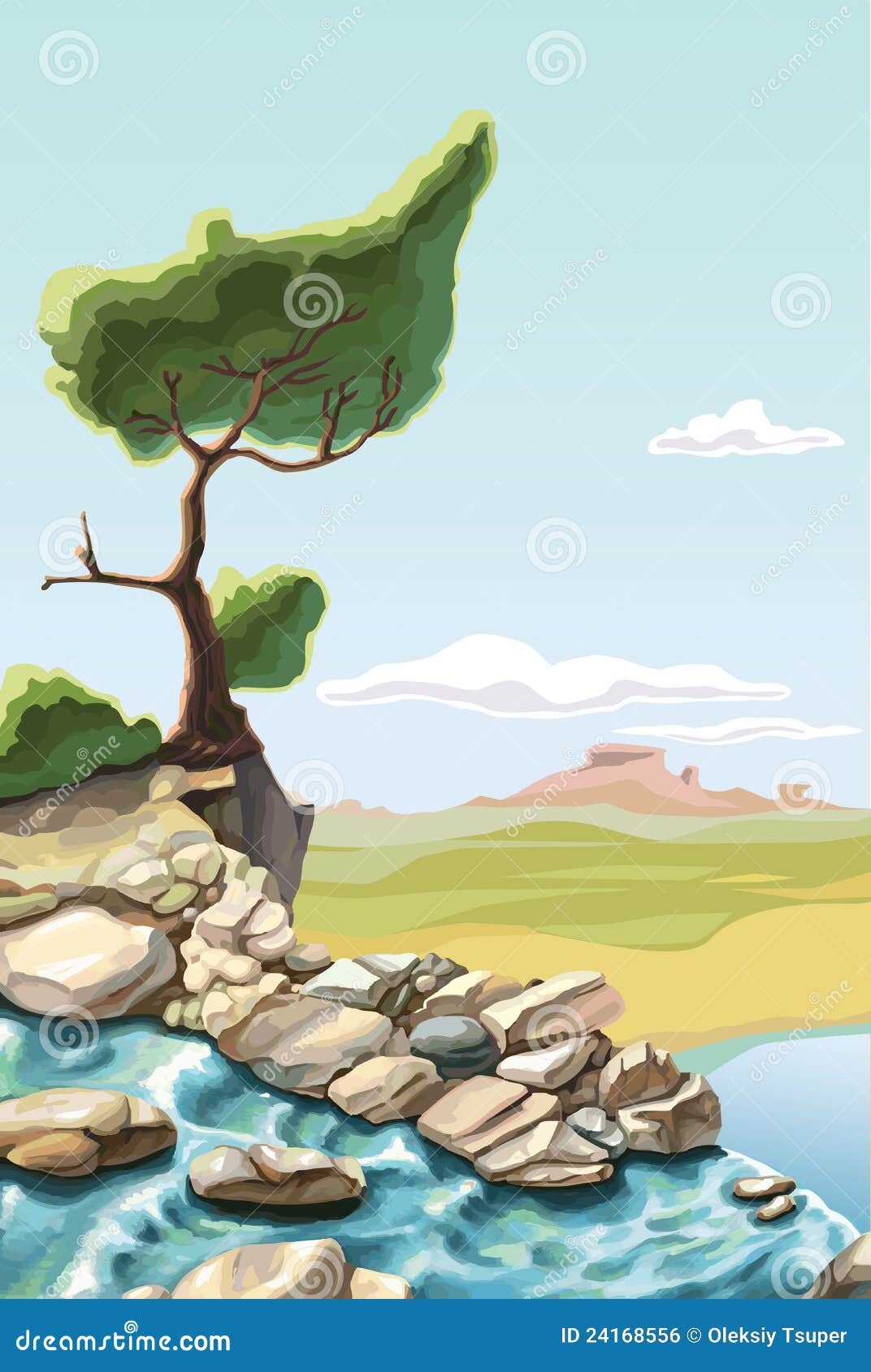Tree on the Brink of a Precipice Stock Vector - Illustration of ...