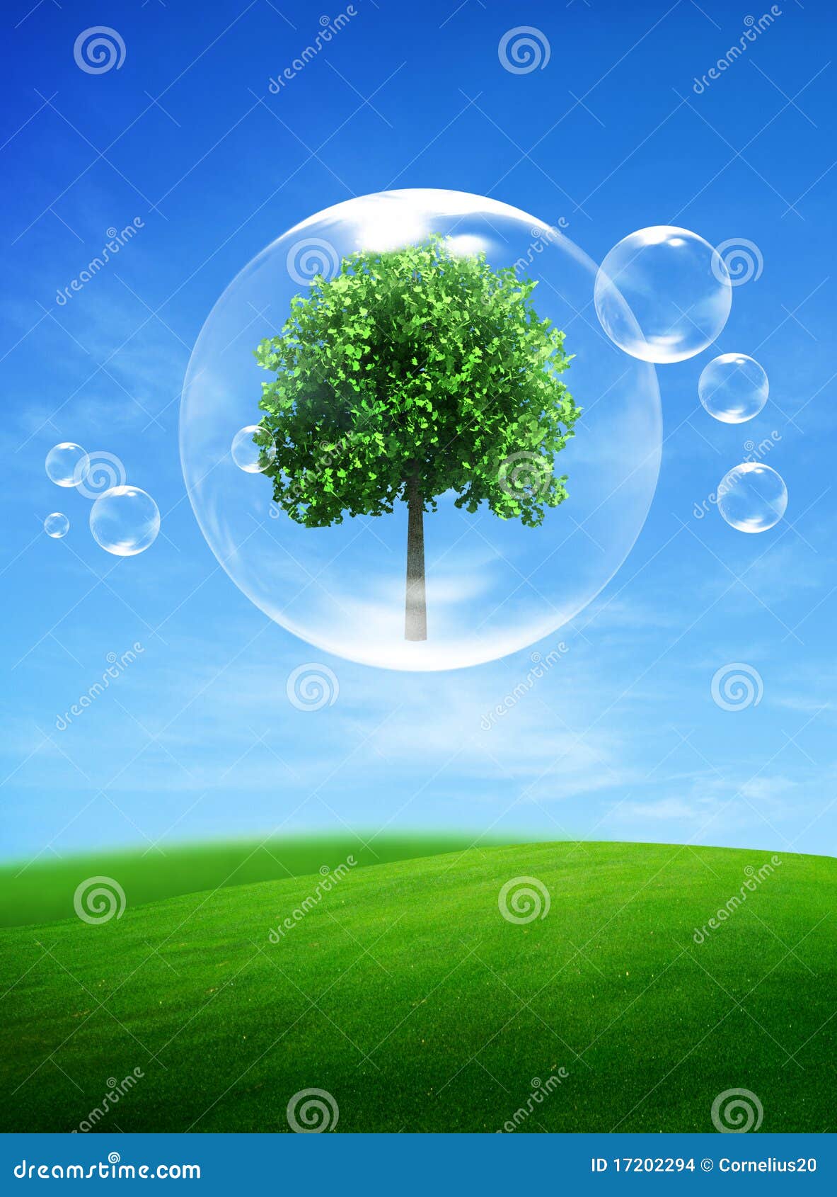 Tree in a bubble stock illustration. Illustration of alternative - 17202294