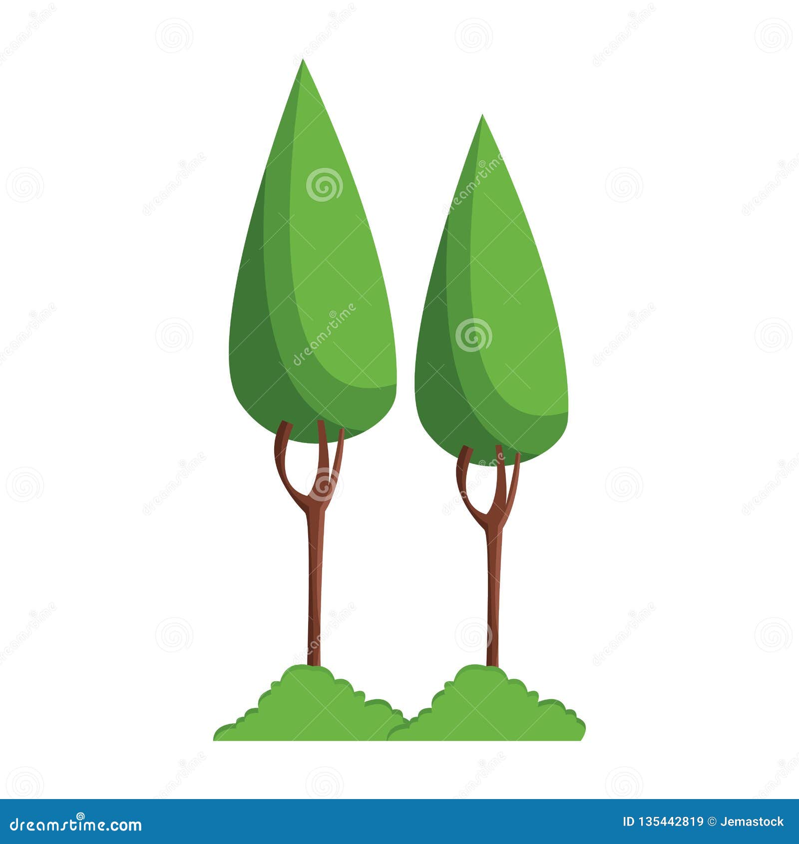 Tree with bush cartoon stock vector. Illustration of nature - 135442819
