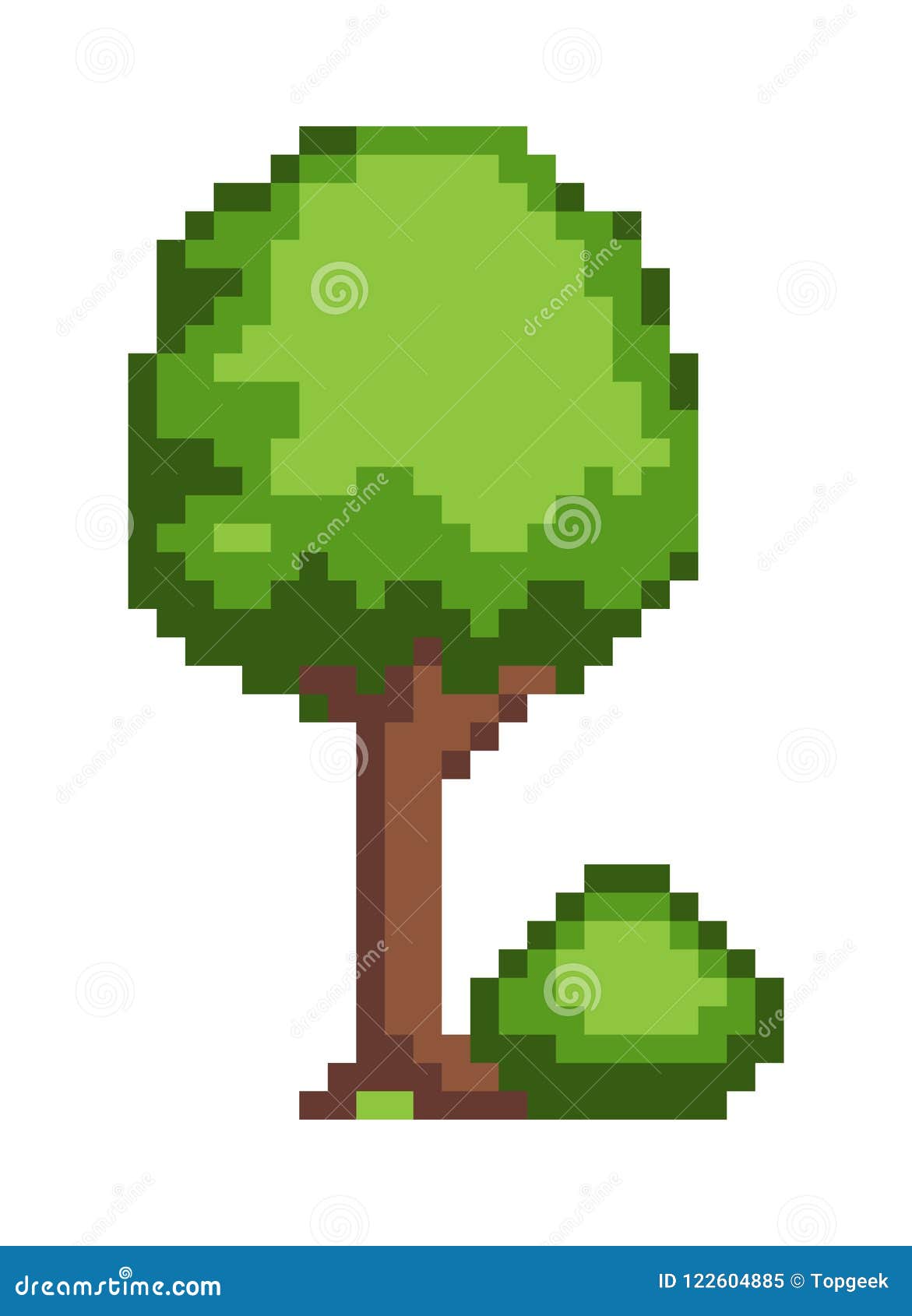 Tree and Bush Pixel Style Vector Illustration Stock Vector ...